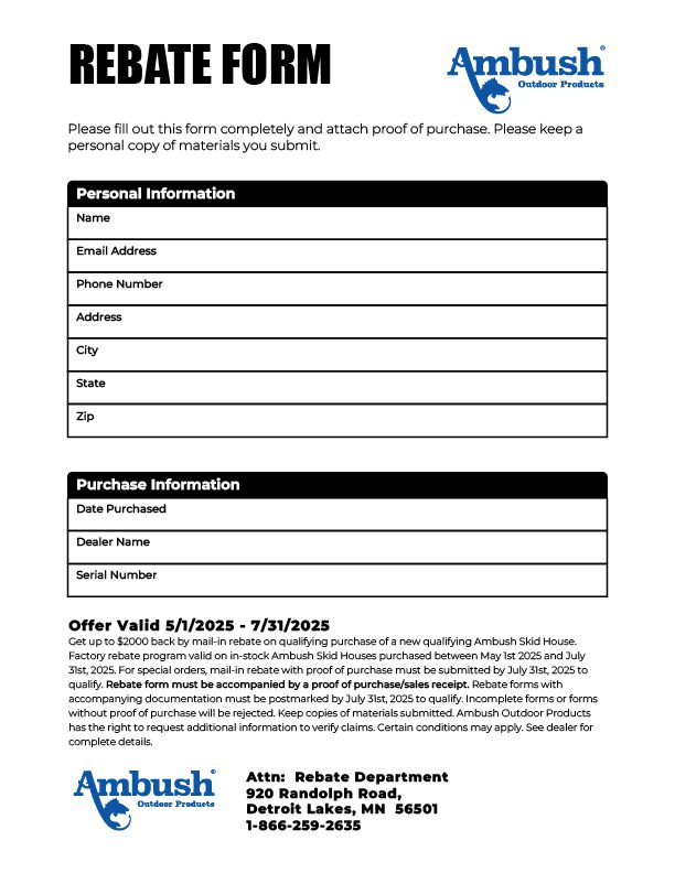 Factory Rebate - Ambush Skid Houses - Get Deals Now